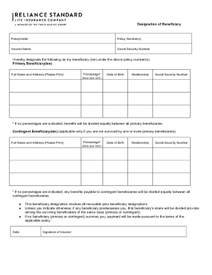 Fillable Online SEIU Local 721 VPL enrollment form - Reliance Standard ...