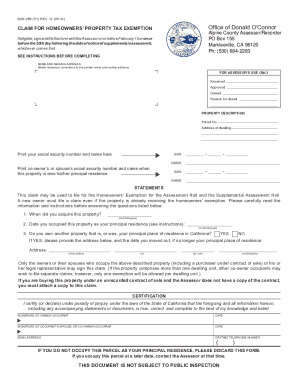 Fillable Online BOE-266 (P1) REV. 1 CLAIM FOR HOMEOWNERS PROPERTY TAX ...