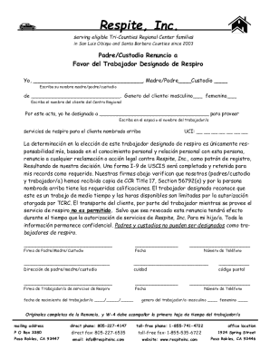 Fillable Online Forms - Respite, IncForms - Respite, IncForms - Respite ...