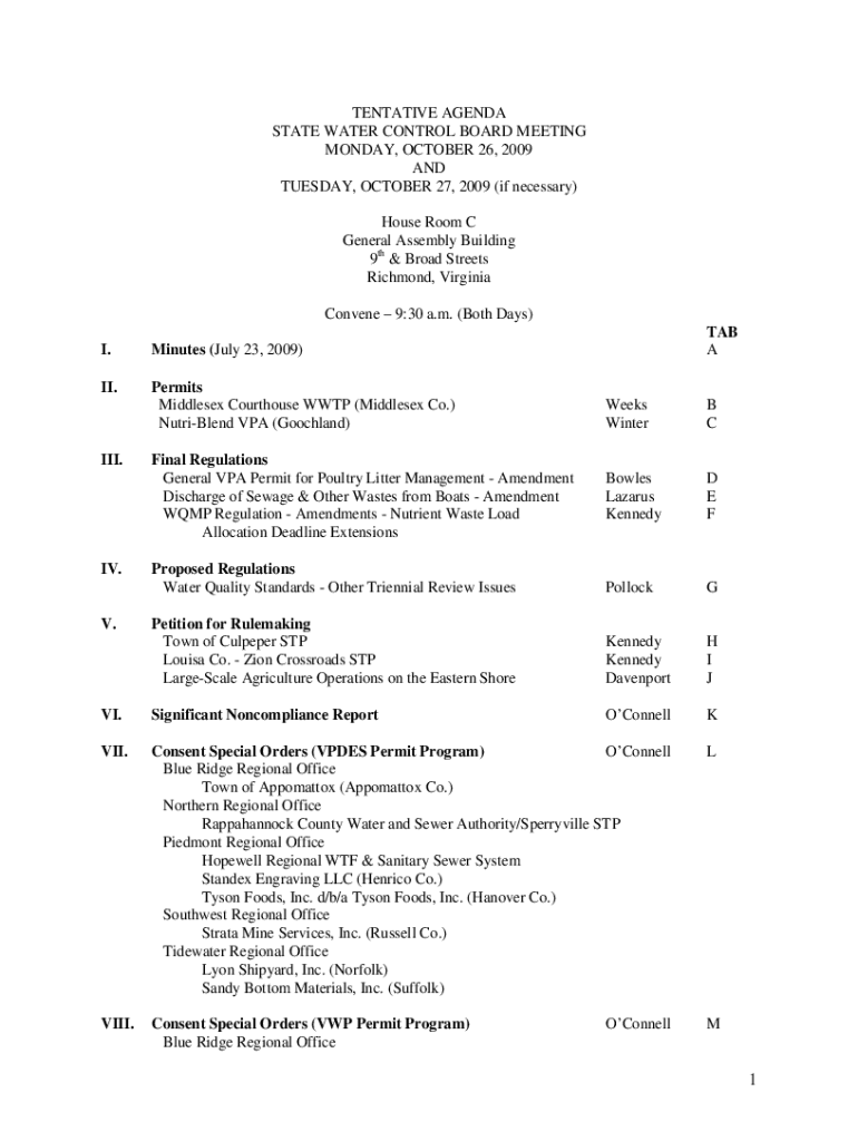 Fillable Online TENTATIVE AGENDA Fax Email Print - pdfFiller