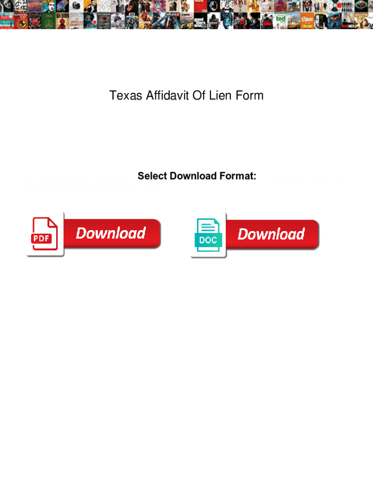 Fillable Online Texas Affidavit Of Lien Form. Texas Affidavit Of Lien ...