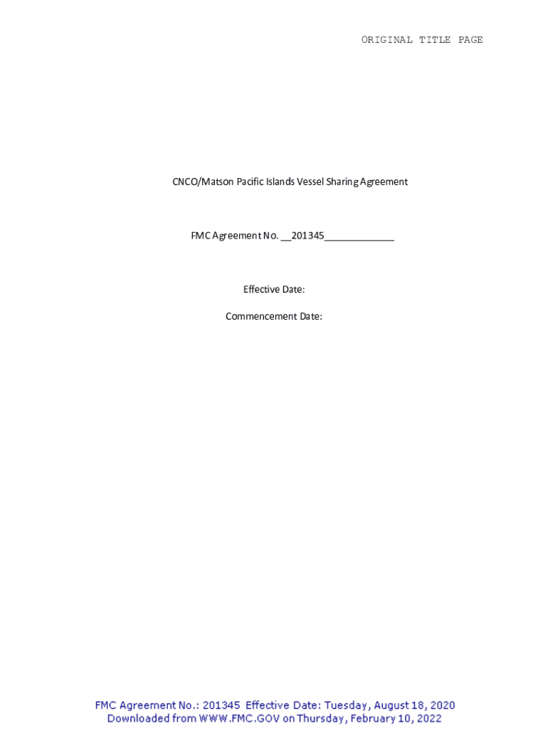 Fillable Online www2 fmc ORIGINAL TITLE PAGE CNCO/Matson Pacific Islands Vessel ... Fax Email ...