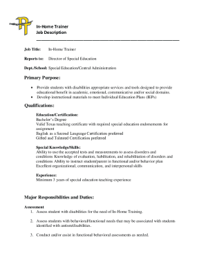 Fillable Online Training Specialist job description templateWorkable ...