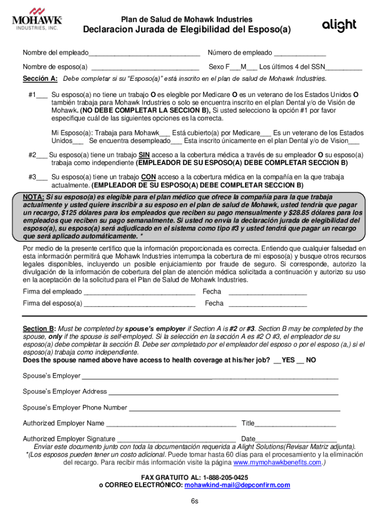 Fillable Online Fillable Online Plan de Salud de Mohawk Industries ...