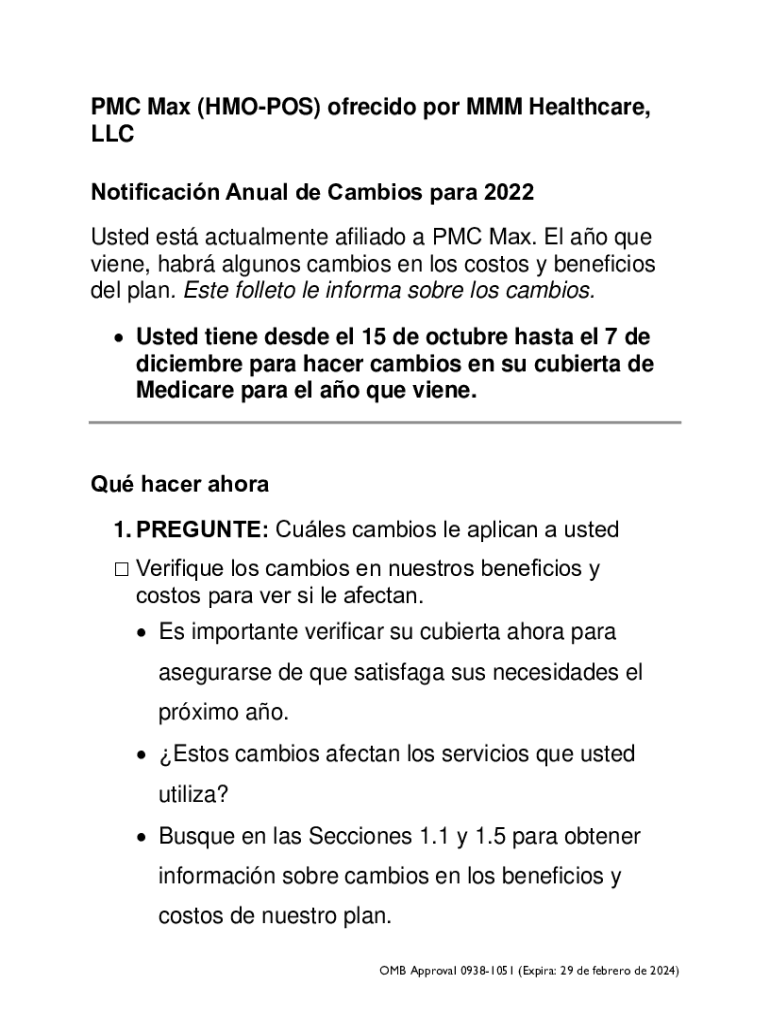 Fillable Online PMC Max (HMO-POS) ofrecido por MMM Healthcare, LLC Fax ...
