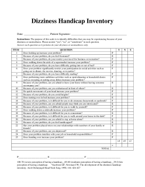 Fillable Online Dizziness Handicap Inventory - Riverside Medical S.C ...