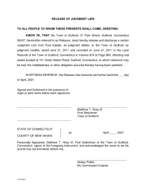 Fillable Online RELEASE OF JUDGMENT LIEN TO ALL PEOPLE TO WHOM THESE ...