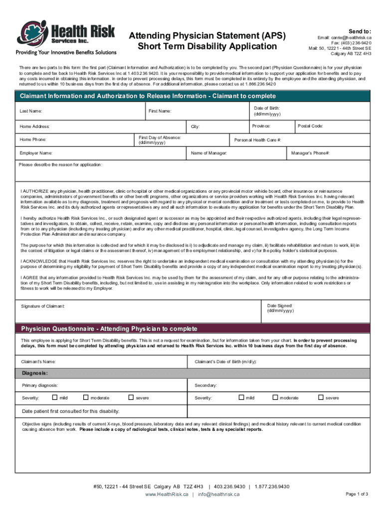 Fillable Online Fillable Online aps attending physician statement form ...