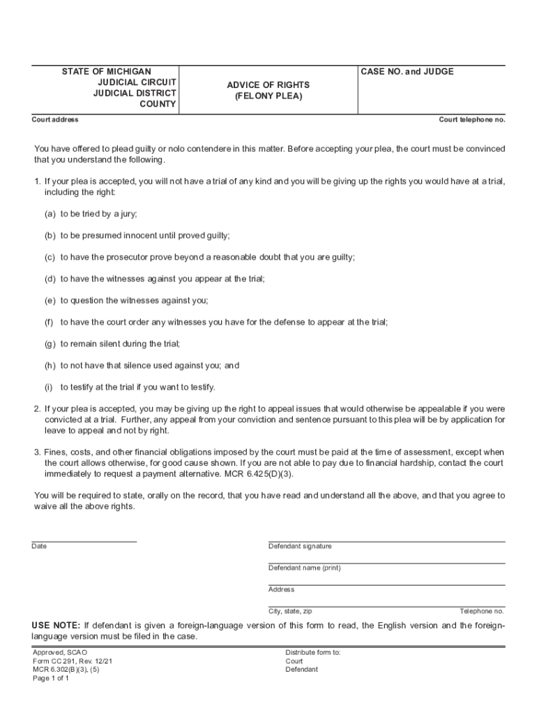 Fillable Online Original - Court Approved, SCAO Copy - Defendant STATE ...