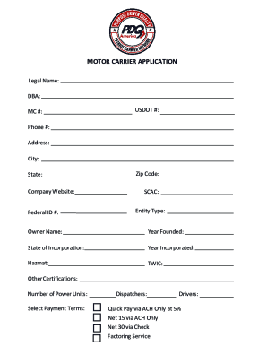 Fillable Online Fillable Online Company Snapshot PDQ LOGISTICS LLC ...