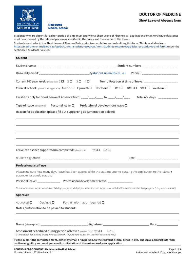 Fillable Online Fillable Online Students who are absent for a short ...