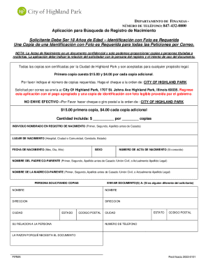 Fillable Online Aplicacin para Bsqueda de Registro de Nacimiento - City of ... Fax Email Print ...