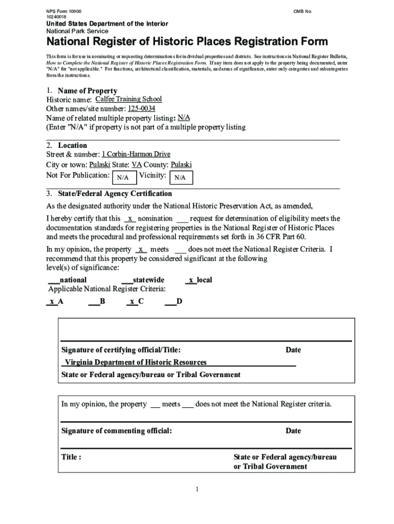 Fillable Online Get the free Online nps 10240018 NPS Form 10900 United ... Fax Email Print ...