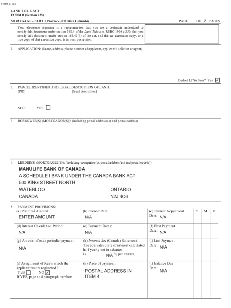 Fillable Online Fillable Online LAND TITLE ACT FORM B (Section 225 ...