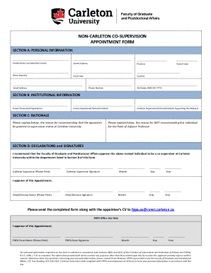 Fillable Online gradstudents carleton Non-CU-Fac-Grad-Super-Form Fax ...
