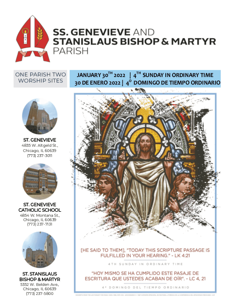 Fillable Online ONE PARISH TWO RD SUNDAY IN ORDINARY TIME WORSHIP SITES ...