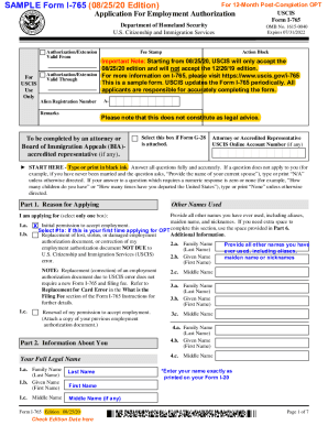 Fillable Online SAMPLE Form I-765 (08/25/20 Edition) - Fill and Sign ...