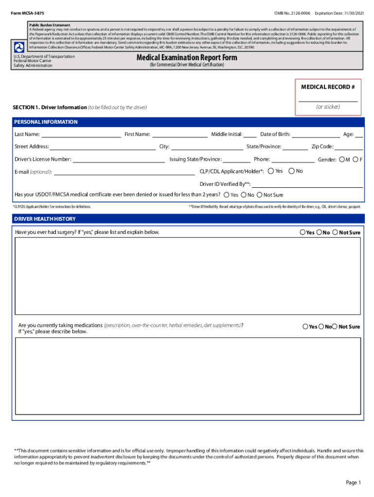 Fillable Online medicalexaminationmcsa587511302021.pdf - Form MCSA-5875 ...