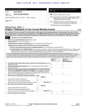 Fillable Online Official Form 122A - 1 Chapter 7 Statement of Your Fax ...