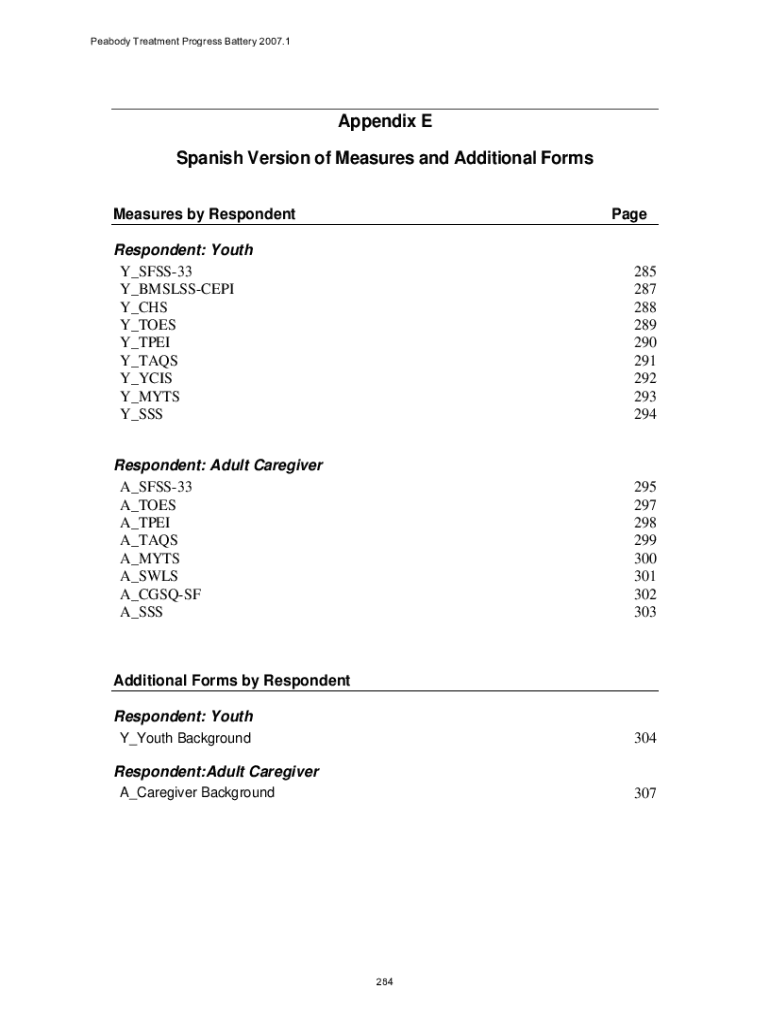 Fillable Online peabody vanderbilt Appendix E Spanish Version of ...