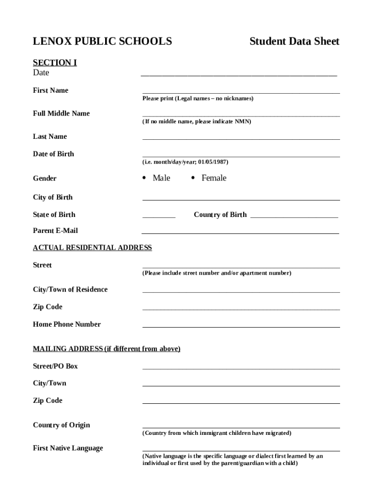 7+ Popular Student Ination Sheet For Parents To Fill ... Doc Template | pdfFiller