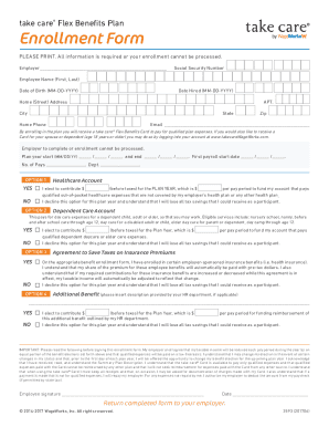 Fillable Online Enrollment Form for the take care Flex Benefits Plan Fax Email Print - pdfFiller