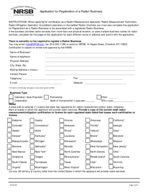 Fillable Online Application for Registration of a Radon Business Fax ...