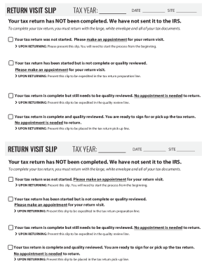 Fillable Online CTC - Return Visit Slip Fax Email Print - pdfFiller