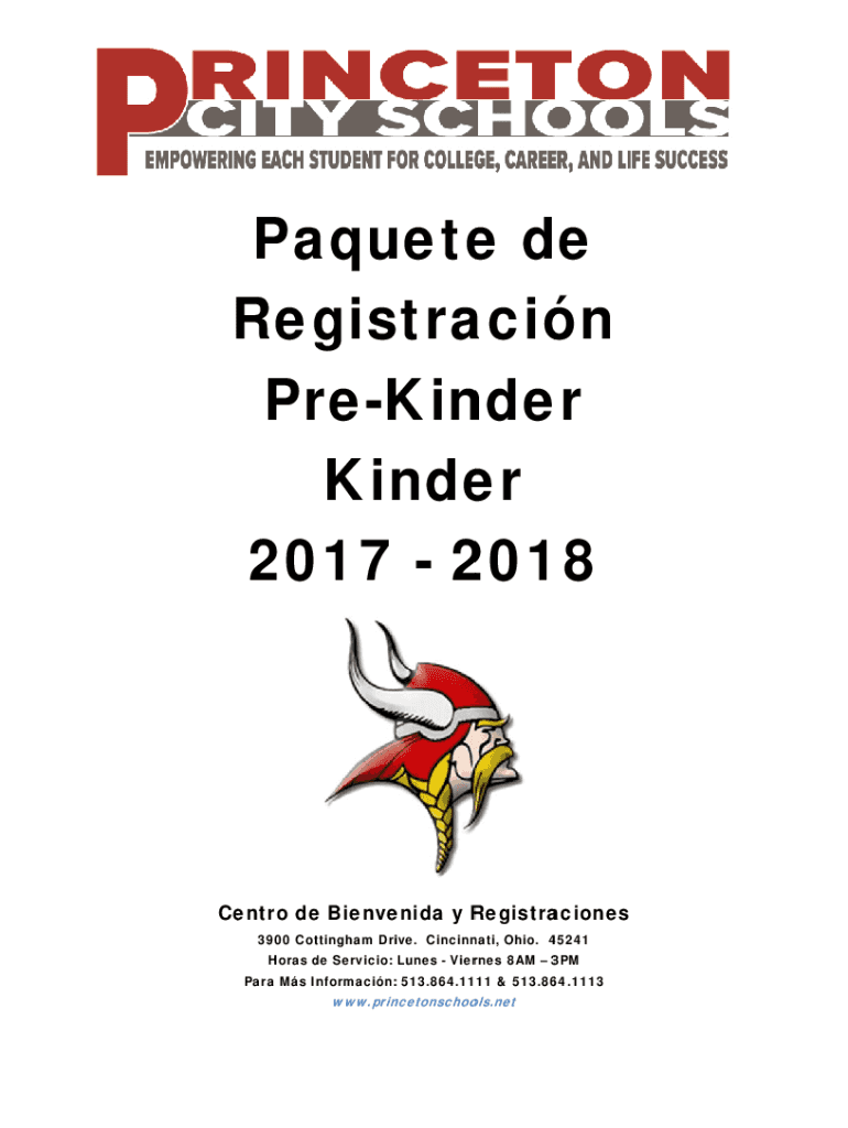 Fillable Online 1718 Enrollment Cover Page SPANISH Pre-K and Kinder Fax ...
