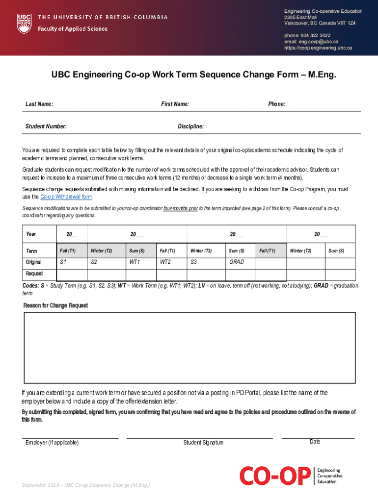 Fillable Online Fillable Online Engineering Co-op - Engineering Co-op ...