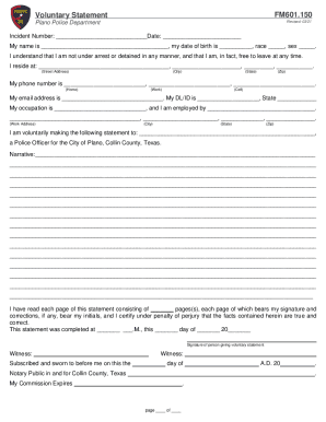 Fillable Online Voluntary Statement FM601.150 Fax Email Print - pdfFiller