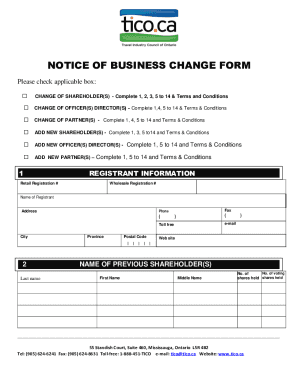 Fillable Online BUSINESS CHANGE FORM Fax Email Print - pdfFiller