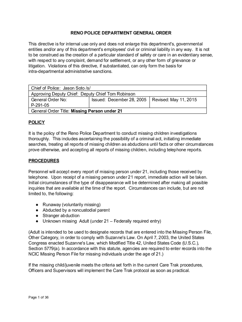 Fillable Online renopd.comcontentgenordRENO POLICE DEPARTMENT GENERAL ...