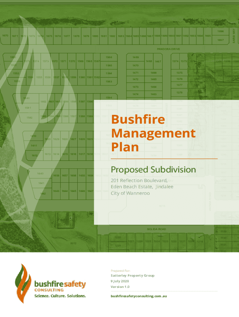 Fillable Online Bushfire Management PlanLot 9033 (#210) Reflection ...