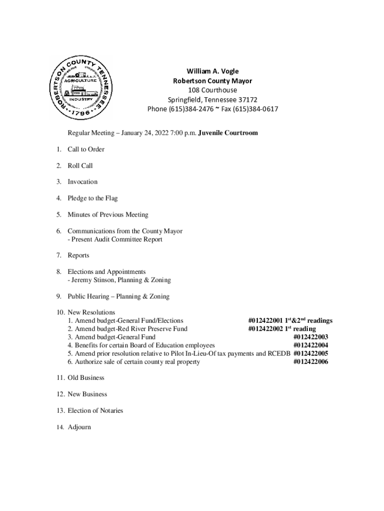 Fillable Online cms7files.revize.comrobertsoncountytnAugustWilliam A. Vogle Robertson County ...