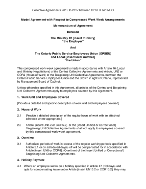 Fillable Online Model Agreement with Respect to Flexible Hours of Work ...