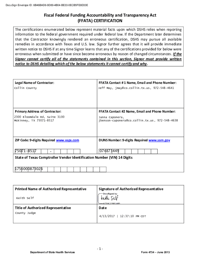 Fillable Online Fiscal Federal Funding Accountability and Transparency ...