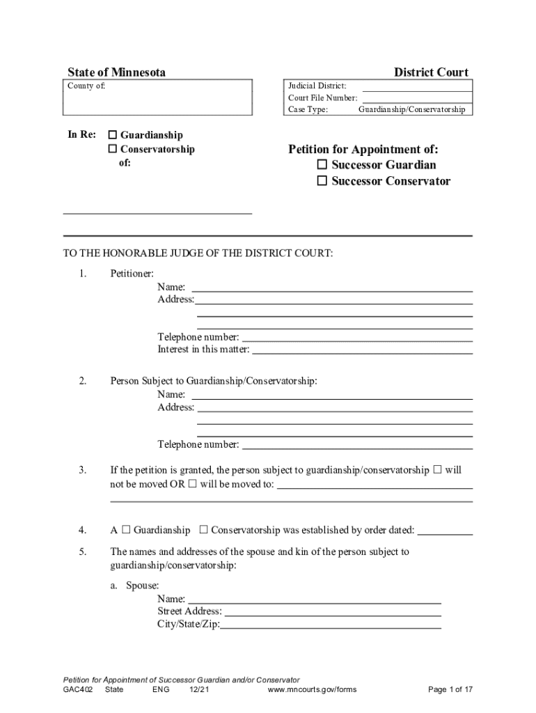 Fillable Online www.ag.state.mn.usConsumerHandbooksConservatorship and ...