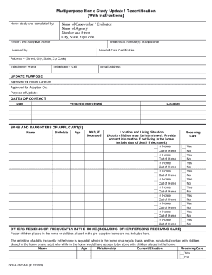 Online dcf wi Multi-Purpose Home Study Update ... - dcf wisconsin Doc ...