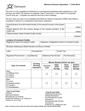 Fillable Online Minimum Distance Separation Data Sheet. Minimum ...