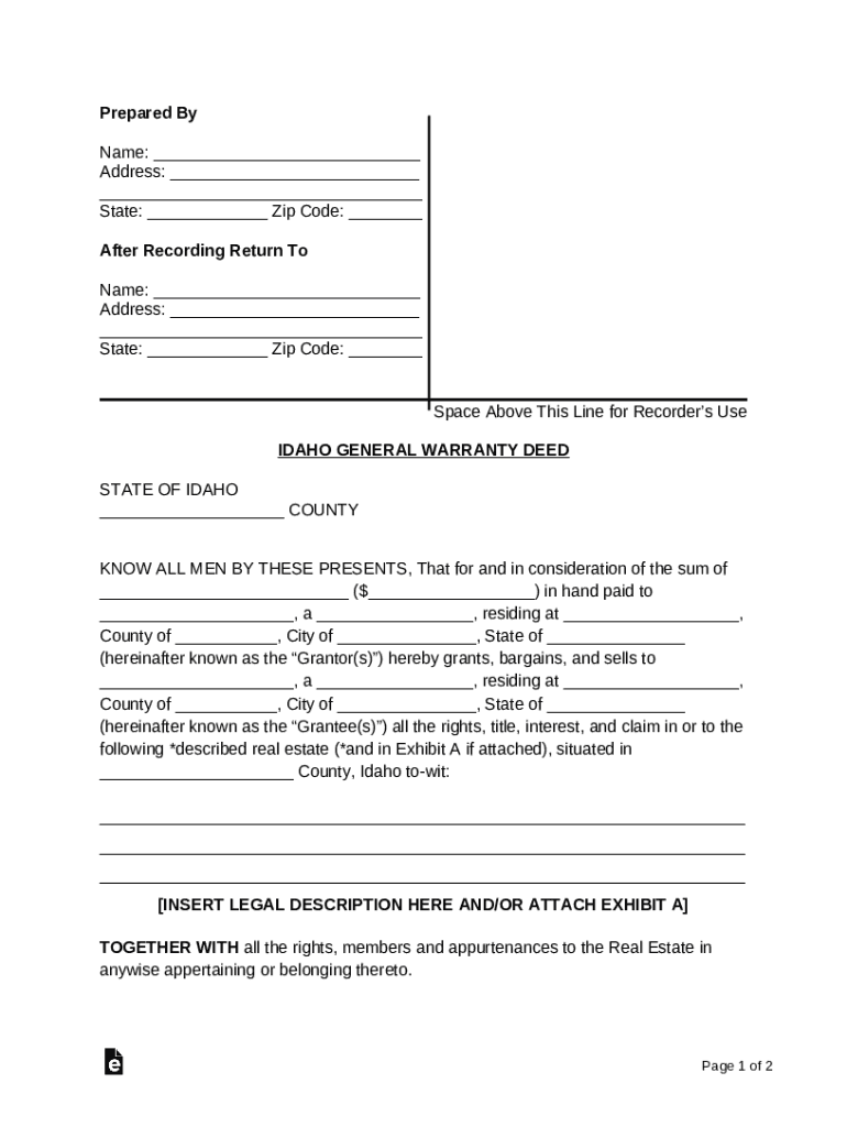 Idaho Deed s es Doc Template | pdfFiller