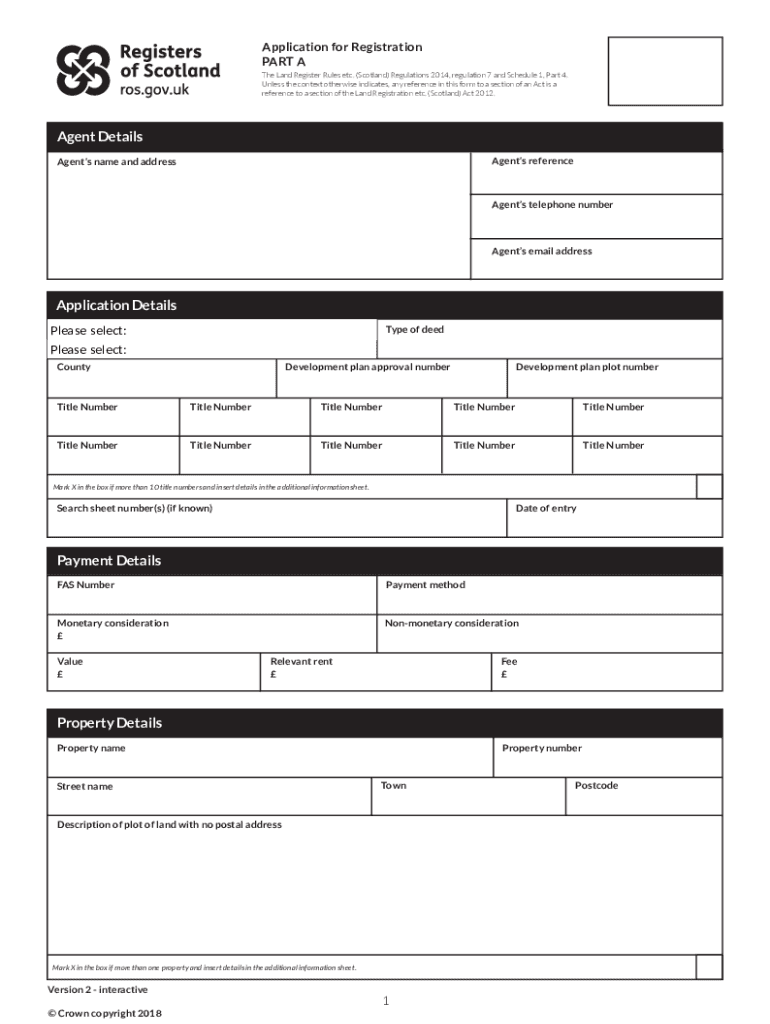 Fillable Online Application for Registration PART A - Scotland's land ...