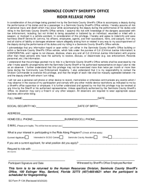 Fillable Online webbond seminolesheriff Patrol Ride-Along Program ...