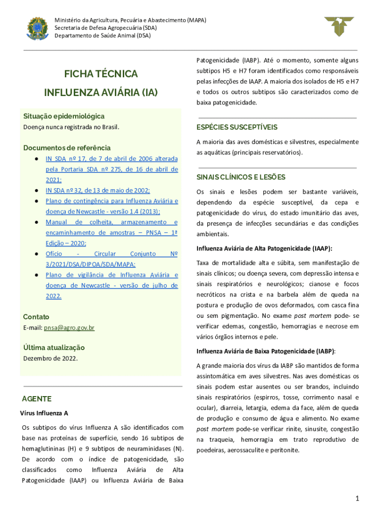 Preenchível Disponível Plano de vigilncia de Influenza Aviria e Doena ...