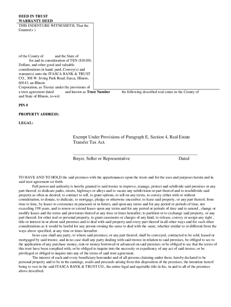 Fillable Online Fillable Online WARRANTY DEED IN TRUST THIS INDENTURE ...