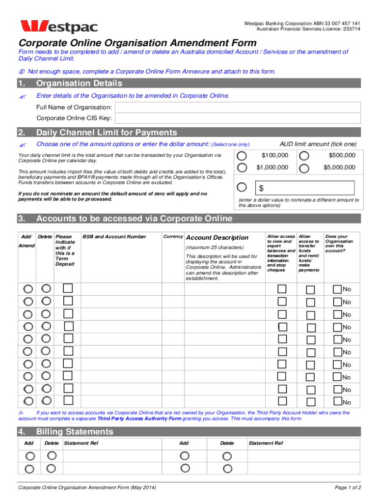 Fillable Online www.westpac.com.auformauaccountsservicesCorporate ...
