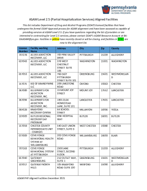 Fillable Online ASAM Level 2.5 (Partial Hospitalization Services ...