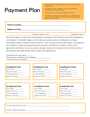 Fillable Online Rent Payment Plan Letter - Template - Word & PDF Fax ...