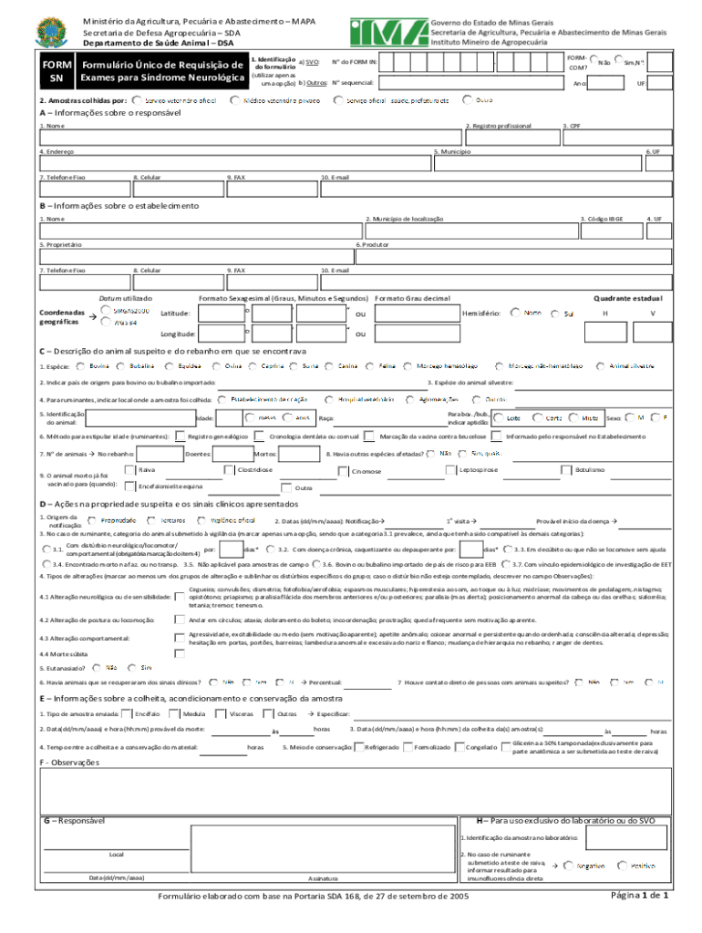 Fillable Online FORM SN Formulrio nico de Requisio de Exames para ... Fax Email Print - pdfFiller