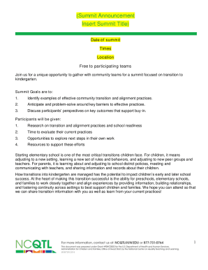 Fillable Online (Summit Announcement Insert Summit Title) Fax Email ...